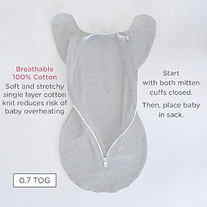SwaddleDesigns Transitional Swaddle Sack, Arms Up Half-Length Sleeves & Mitten Cuffs, Swaddle for Newborn Transition to Baby Sleep Sack Wearable Blanket, Small, 0-3 month, 6-14 lb, Blue Tiny Triangles