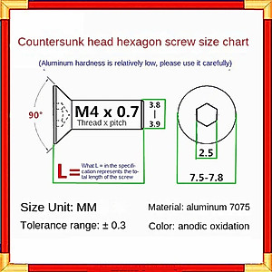 GUSTYT Screw M4x25/30mm Color Aluminum Computer case Motherboard Graphics Card Power Supply DIY Modified countersunk Head Inner Hexagon Screw (Color : 30mm Bright Black)