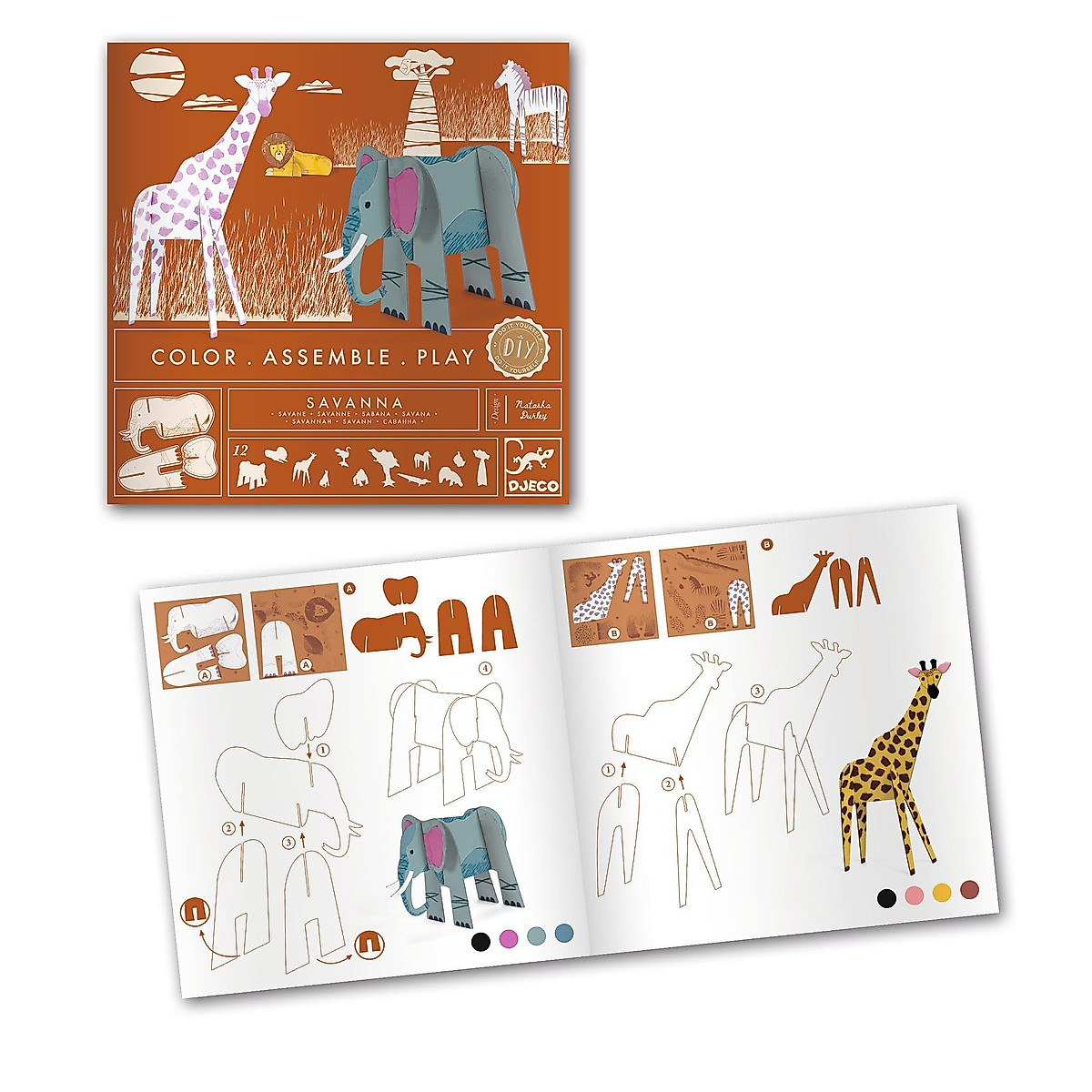 DJECO Savanna Color. Assemble. Play. DIY Craft Kit