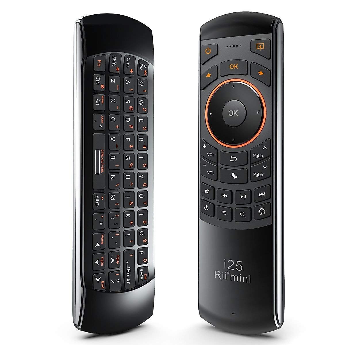 Rii Mini K25 Multifunction Portable 3 in 1 2.4GHz Wireless Fly Mouse Keyboard and Remote Control with Rechargeable Li-ion Battery for PC, Laptops, Linux, Android Tv Boxs, Windows, Windows, IPTV