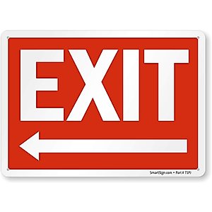 "Exit" Sign with Left Arrow by SmartSign | 10" x 14" Plastic
