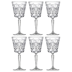 Barski Goblet - Red Wine Glass - Water Glass - Stemmed Glasses - Set of 6 Goblets - Glass Crystal - 11 oz. - Tattoo Designed -Beautifully Designed Made in Europe