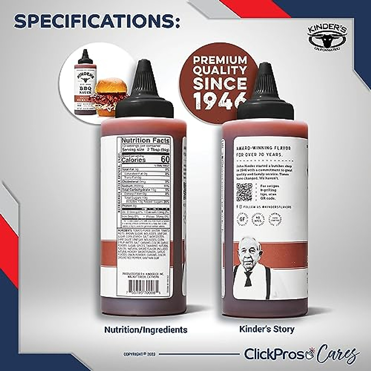 Kinder's Hickory Brown Sugar BBQ Sauce 2 Pack Bundle I Barbecue Sauce Variety Pack Includes ClickPros Exclusive “BBQ Master’s” Guide and Bottle Opener (4 Items)!