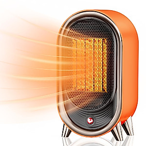 Electric Portable Space Heater - 1500W Adjustable PTC Fast Heating Ceramic Heater Features Timer and Oscillation, Mini Heater with Remote Control for Bedroom,Desk,Office and Indoor Use (Black) 1