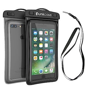 Waterproof Phone Pouch, PunkBag Universal Floating Dry Case Bag for Most Cell Phones incl. iPhone 8 Plus & Samsung Galaxy S9 | Perfect for Keeping Your Cellphone & Valuables Dry and Safe [Black]