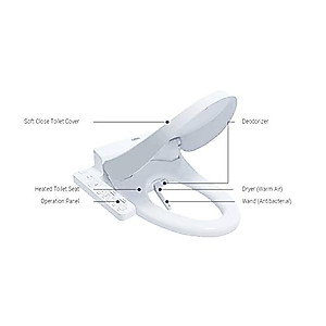 TOTO SW2014#01 A100 Electronic Bidet Toilet Cleansing Warm Water and Heated Seat, Elongated, Cotton White