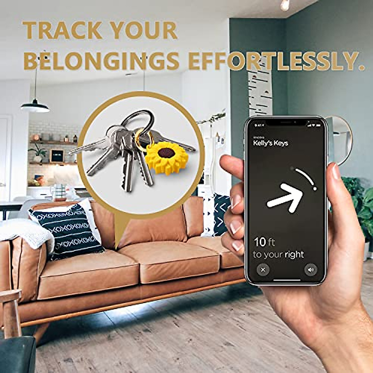 Compatible with Apple AirTag Case for AirTag Keychain ,Silicone Protective case Secure Holder with Key Ring,Anti-Scratchfor Apple AirTags Case Accessories (Sunflower)