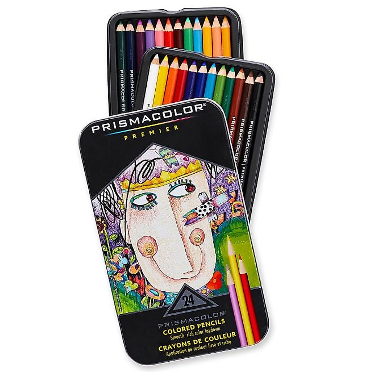 Prismacolor Premier Soft Core Colored Pencil, Set of 24 Assorted Colors (3597T) + Prismacolor Scholar Colored Pencil Sharpener (1774266)