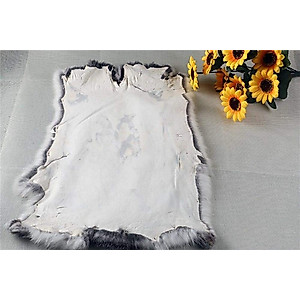 2Pack Real Natural Rabbit Fur Craft Grade Rabbit Pelts Sewing Quality Leather Rug Blanket (Cyan Gray)