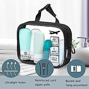 Toiletry Bag Kit Set: Hanging Travel Toiletry Bag + 311 TSA Cosmetic Liquid Bag + Ultralight Accessory Organizer Pouch (Black Ripstop)