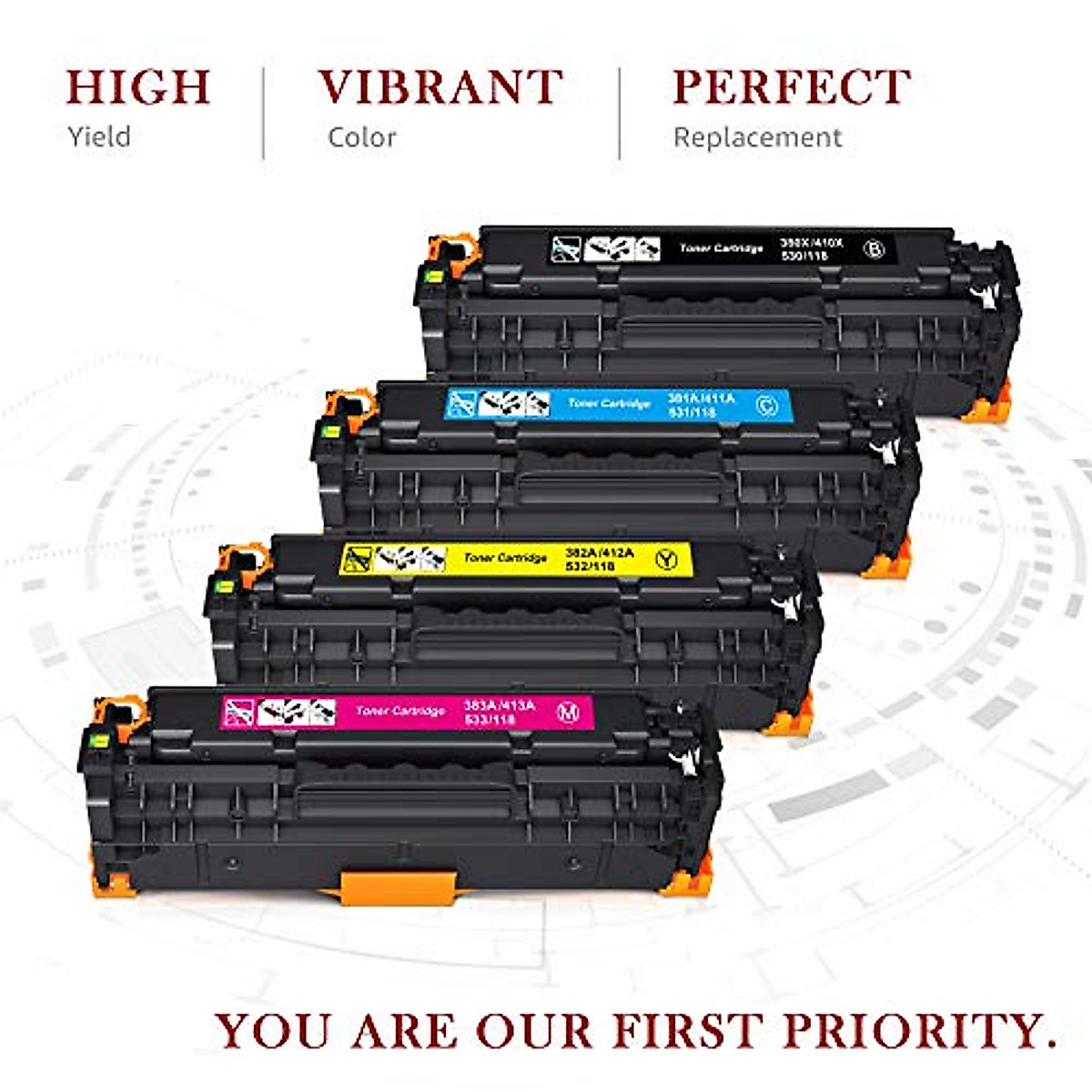 Toner Kingdom Remanufactured Toner Cartridge Replacement for HP 305 305A 305X 312 312A 312X for HP LaserJet Pro 400 300 Color MFP M451dn M451nw M475dn M476nw M476dw M351A M375nw toner Printer (4 Pack)