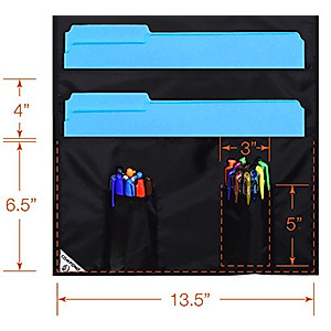 COMPONO Wall Storage Pocket Charts (10 Pocket - 2 Pack, Black) File Organizers with Free Bonus 6 Door Hangers. Best Pocket Chart for School, Classroom, Home or Office. Wall Pocket Chart Organizer