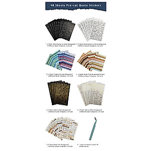 2370 Pcs Word Stickers for Journaling,40 Sheets Quote Stickers Gold Foil Small Talk Stickers for Junk Journal Craft,Scrapbooking Supplies for Bullet Journal Scrapbooking DIY Craft Card Making