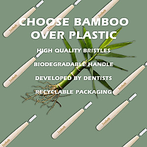 Isshah Biodegradable Bamboo Handle Interdental Brushes Between Teeth Cleaner Deep Clean Toothpick, FSC Certified and PETA Approved, Size 1 (0.45mm), 40 Count