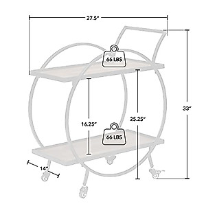 FirsTime & Co. Black and Brown Odessa Bar Cart, 2 Tier Mobile Mini Bar, Kitchen Serving Cart and Coffee Station with Storage for Liquor, Metal and Wood, Modern, 28 inches