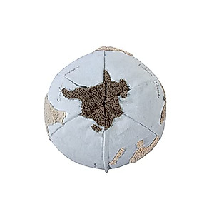 Lorena Canals USA Pouffe World Map, Light Blue, Natural, Linen, Beige, Grey, 1' 5" x Ø1' 8"