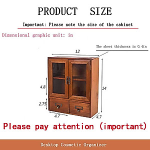 RZGZKLSH Rustic Vintage Mini Wood Counter Top Cabinet, Wall Mount Pine Display Case, Medicine Cabinet, Cabinet That Sits on Countertop-Floating Shelf Cabinet Organization12 x4.7"x14"(Brown)