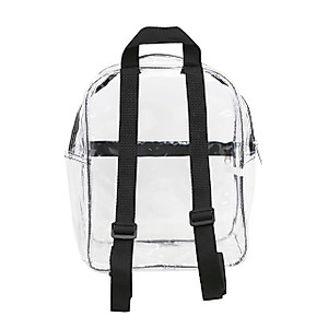 Stadium Approved Clear Mini Backpack, Heavy Duty Cold-Resistant Transparent PVC Backpack with Work, Security Travel & Stadium(Black)
