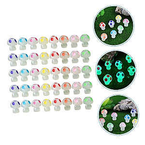 Alasum 40Pcs Luminous Mushroom Garden Miniature Mushroom Statue Mushroom Garden Decor Mushroom Crystals Mushroom Outdoor Decor Luminous Mini Mushroom Statue Decor Cartoon Resin Cake