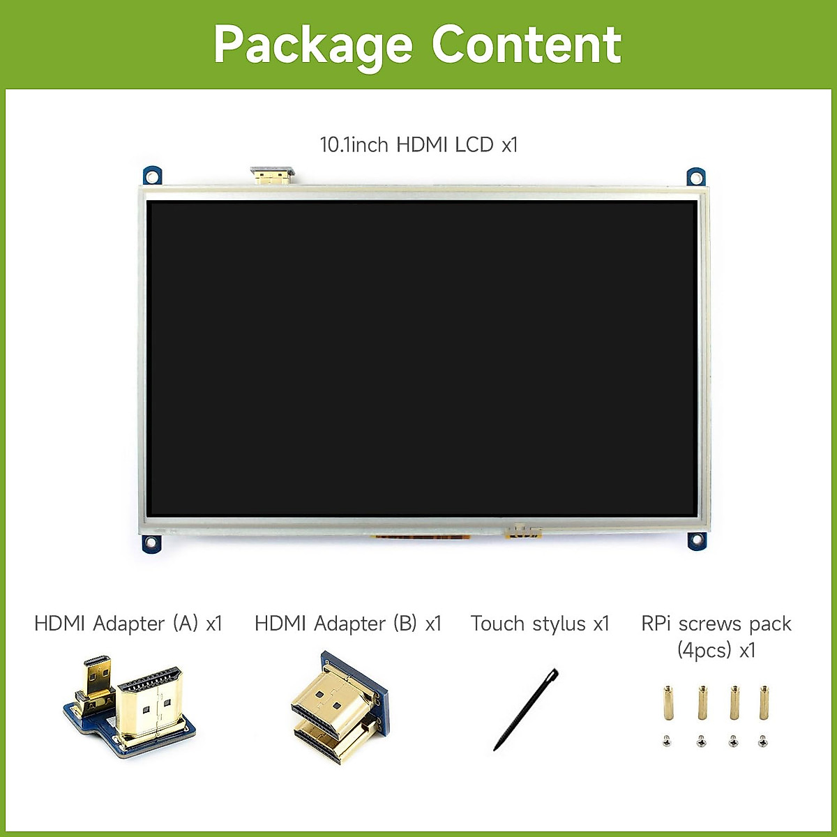 waveshare 10.1inch Resistive Touch Screen LCD Compatible with Raspberry Pi 4B/3B+/3A+/2B/B+/A+/Zero/Zero W/WH/Zero 2W CM3+/4 1024×600 Resolution HDMI IPS Supports Windows