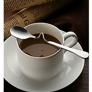 10PCS Stainless Steel Honey Milk Coffee Mixing Spoons Teaspoon with Curved Handle - 7 Inch Long