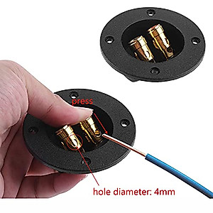 YTYKINOY 2 Pcs 3” Double Binding Round Gold Plate Push Spring Loaded Jacks Speaker Box Terminal Cup