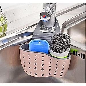Kitchen Sink Shelf Soap Sponge Drain Rack Holder Double Decker Hanging Basket Storage Suction Cup Kitchen Organizer Sink Accessories Wash Dropshipping, 1Pcs (Pink)