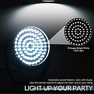 White Strobe Lights Halloween, Telbum 78 LEDs Mini Strobe Light for Room, Sound Activated DJ Strobe Light with Remote Control, Best for Stage Party Dance Wedding - 2 Packs