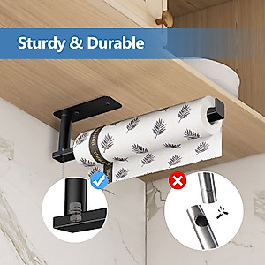 Paper Towel Holder JSVER Roll Paper Towel Rack, Drilling Paper Towel Holder Wall Mount, Paper Towel Holder for Bathroom, Kitchen, Under Counter Paper Roll Rack