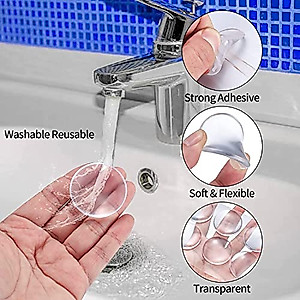 12 Pcs Door Stoppers Wall Protector, Door Knob Wall Shield, Clear Round Silicone Door Handle Bumpers, Reusable Self Adhesive Door Stops Shock Absorbent for Doors Knobs Handles Wall (Round)