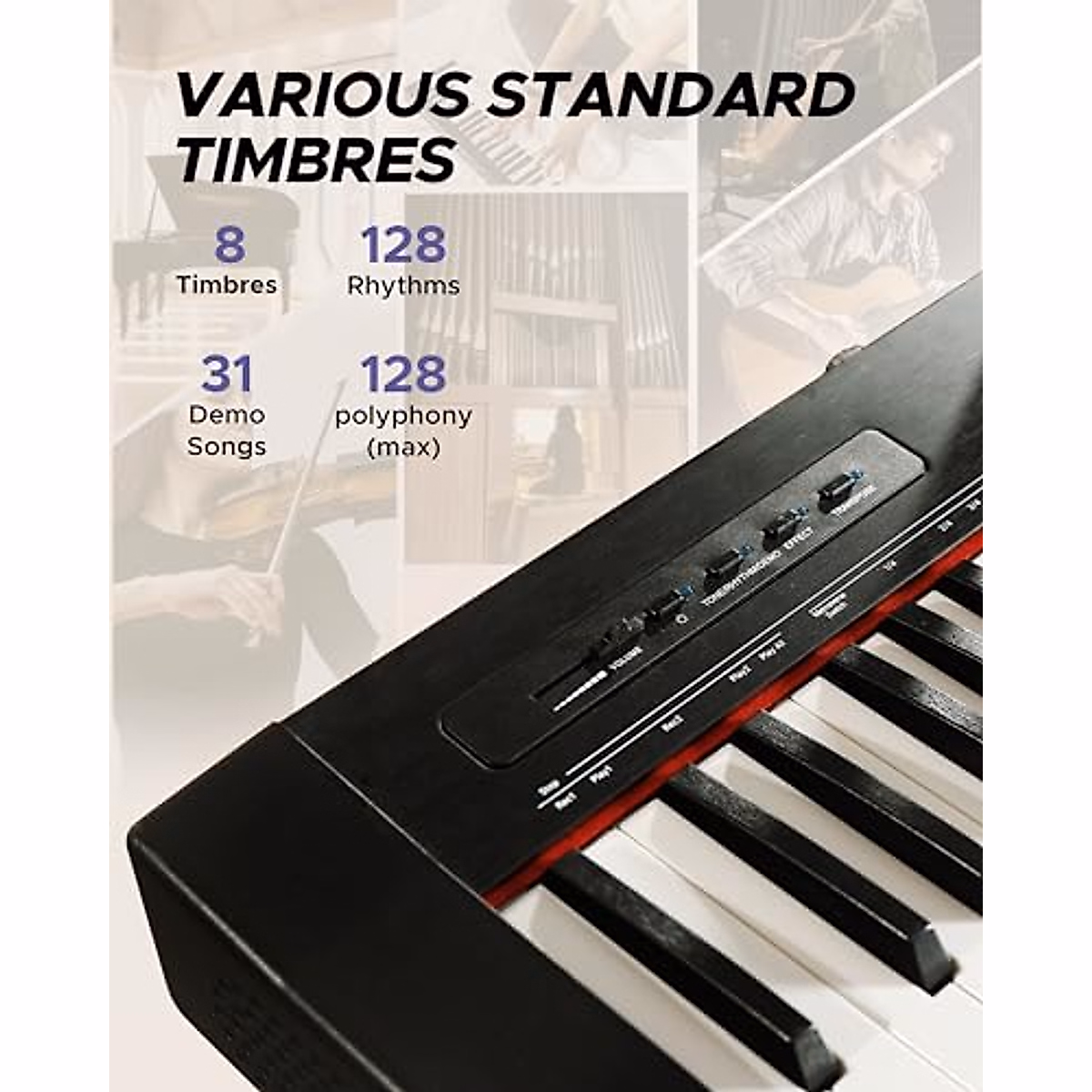 Starfavor 88 Key Digital Piano Beginner Electric Keyboard Full Size with Semi Weighted Keys Dual 30W Speakers SP-10 Bundle include Sustain Pedal, Power Supply, Stand, Piano Stickers