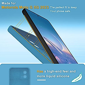 YENAPOON for Motorola Moto G 5G 2023 Case, Silicone Phone Case with 2 Screen Protector, Soft Anti-Scratch Microfiber Lining, Full Body Shockproof Slim Cover, Blue