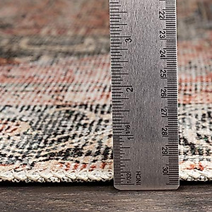 Livabliss Suri Vintage Washable Area Rug 5'3" x 7'3", Rust/Blue