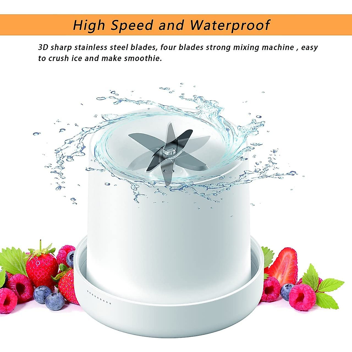 Wireless Charging 4 Blades Electric Juicer Mini Portable Blender Fruit Mixers Fruit Extractors Multifunction Juice Maker Machine Blender Smoothies Mixer Personal Size Blender for Juice, Shakes, and