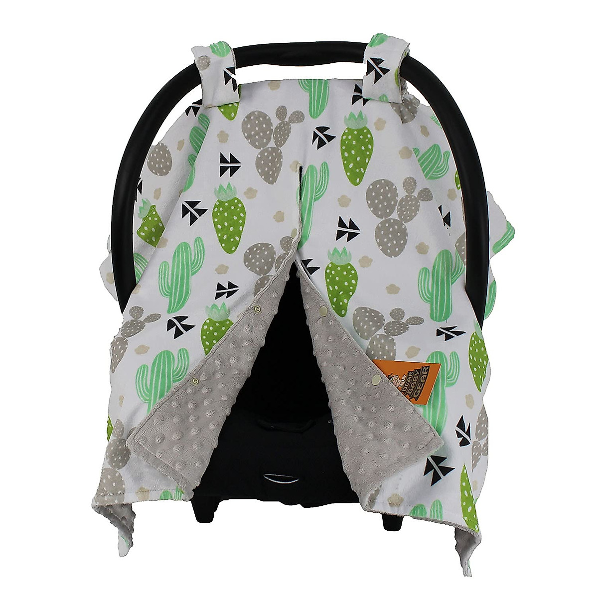 Dear Baby Gear - Baby Car Seat Canopy - Infant Car Seats Covers - Carseat Canopies for Boys and Girls - Toddler Carseat Cover with Snap Opening (CC- Cactus Cacti/Light Grey Dot 40"x30")