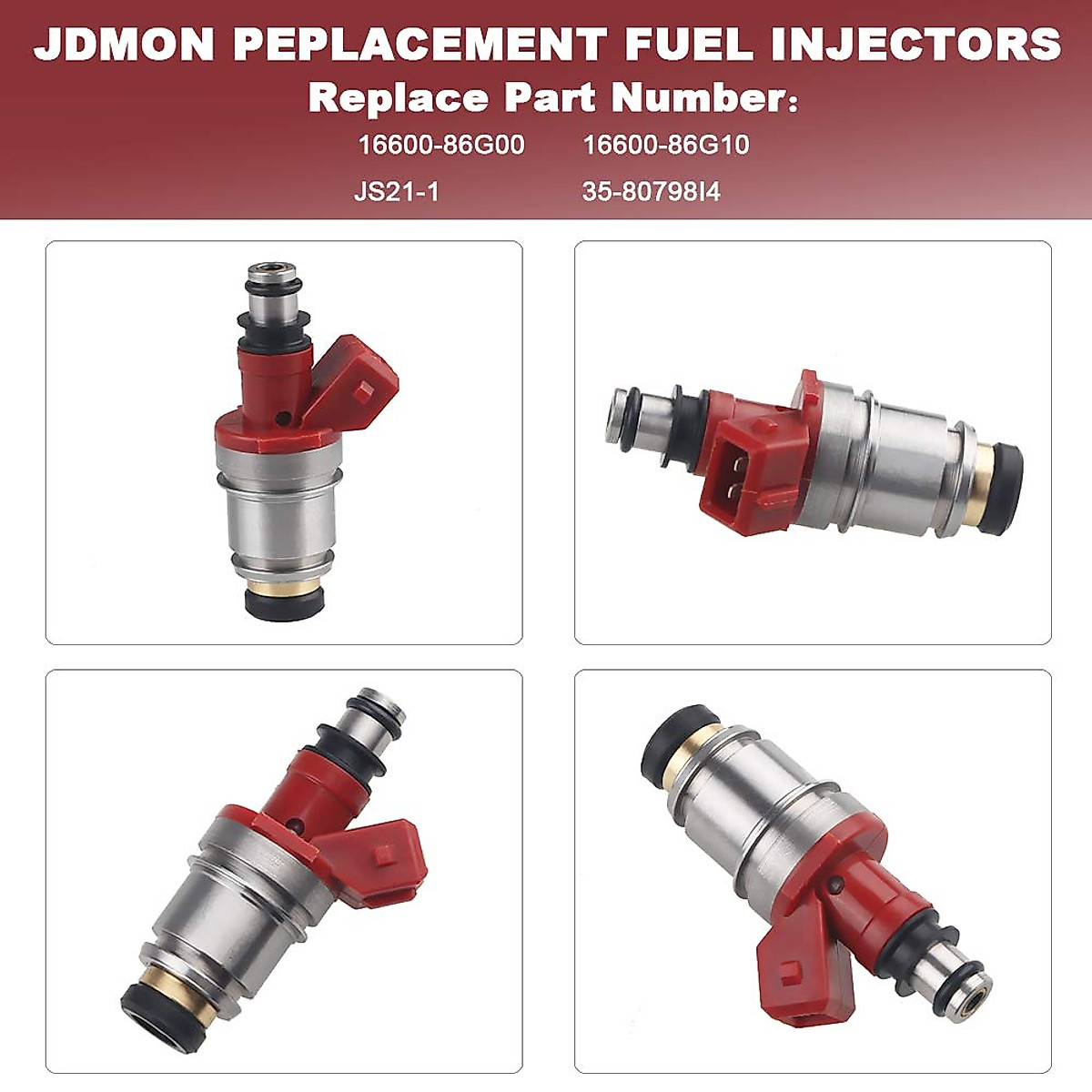 JDMON Compatible with Fuel Injectors Nissan Pickup D21 2.4L replace 1990-1994 16600-86G00 1660086G00 4pcs