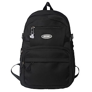 Kawaii Backpack Cute Aesthetic Backpack Preppy Backpack for Women Preppy Stuff Canvas Backpack (black)