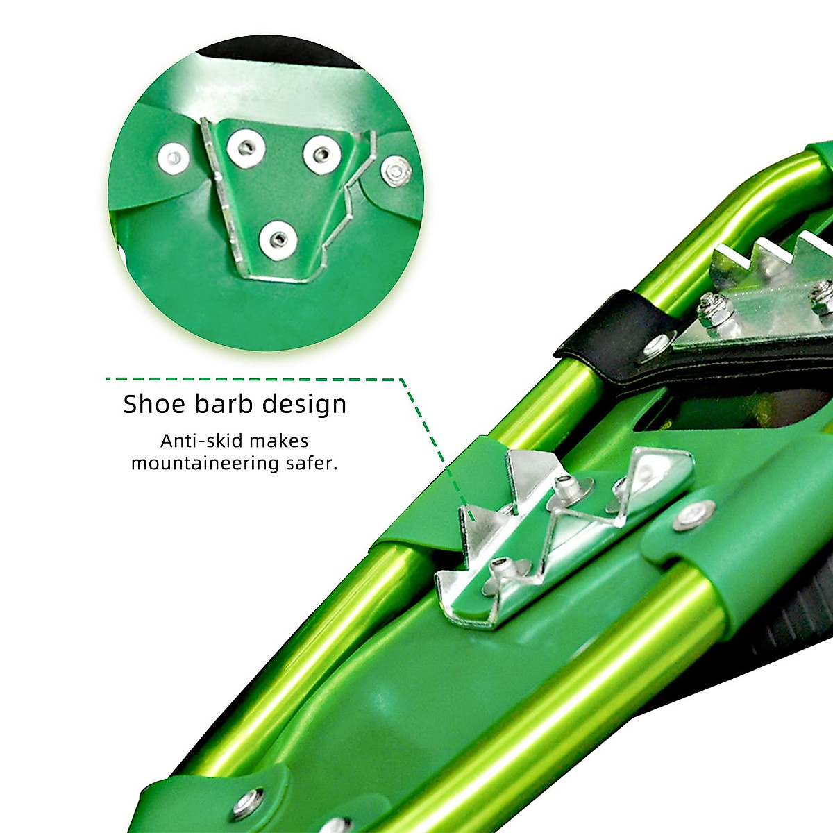 Snowshoes,Lightweight Aluminum Frame,13-Point Heavy Duty Crampons,UV Shoe Decking, and Ratchet System for Secure Fit Complete with Carry Bag (Green, 17)