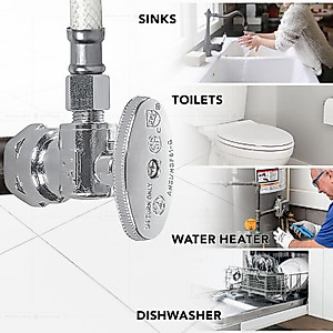 Everflow Supplies 81112PR-NL 1/2 X 3/8" CHROME PLATED BOXED QUARTER TURN ANGLE STOP VALVE WITH A FEMALE THREADED AND A COMPRESSION CONNECT