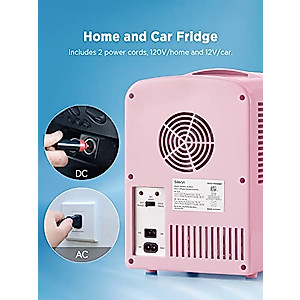 Silonn Mini Fridge, Portable Skin Care Fridge, 4 L/6 Can Cooler and Warmer Small Refrigerator with Eco Friendly for Home, Office, Car and College Dorm Room, Compact Refrigerator and Pink (SLRE01P)