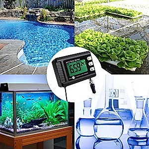 2 in 1 Temperature pH Monitor Meter Tester Sensor Test Kit 0~14 pH Automatic Calibration BNC Electrode Probe for Hydroponic ph Aquarium Meter Water Lab Food Drinking Water pH of Saltwater/Seawater