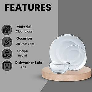 SEDLAV Round Clear Glass Dinnerware Set (12 Pieces)
