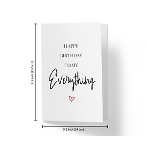 Sweet Birthday Card for Men Women, Large 5.5 x 8.5 Romantic Birthday Card for Him Her, Happy Birthday Card for Boyfriend, Birthday Card for Husband Wife Girlfriend, Karto My Everything