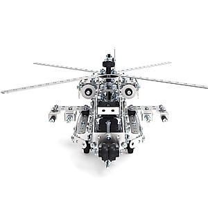 Steel World Assembled Helicopter Toy Model Metal Building Block Set Construction Toys for Children and Adults