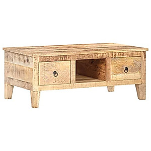 QJBSAVVA Coffee Table 39.4"x21.7"x15.7" Rough Mango Wood,Center Table Low Table Folding Table Entrance Table Suitable for Meeting Rooms, Reception Rooms, Offices