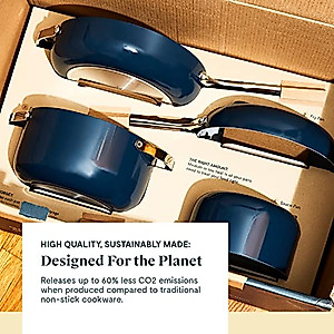 Caraway Nonstick Ceramic Cookware Set (12 Piece) Pots, Pans, 3 Lids and Kitchen Storage - Non Toxic, PTFE & PFOA Free - Oven Safe & Compatible with All Stovetops (Gas, Electric & Induction) - Cream