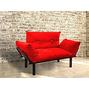 Overstock Foam and Metal Contemporary Loveseat Red
