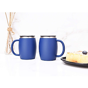 CHILLOUT LIFE Stainless Steel Insulated Coffee Mugs Set of 2 (14oz) – Double Wall Coffee Cups With Spill Resistant Lid & Strong Handle – Shatterproof Cups for Cold Drinks & Hot Beverages