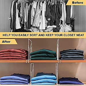 melos 12 Pack Shelf Dividers, Wire Shelf Dividers for Closet Organization, Metal Closet Shelf Dividers for Wood Shelves, Closet Dividers for Wardrobe Cabinet Bookcase, Bathroom and Kitchen, White