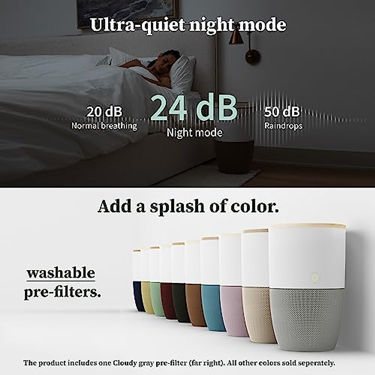 Dupray Bloom™ Air Purifier for Large Rooms with Planter or Custom Accent Table Design | For Home, Bedroom, Office, Dust, Pets | H13 HEPA Air Filtration (Accent Table - Walnut, Cloudy Gray)